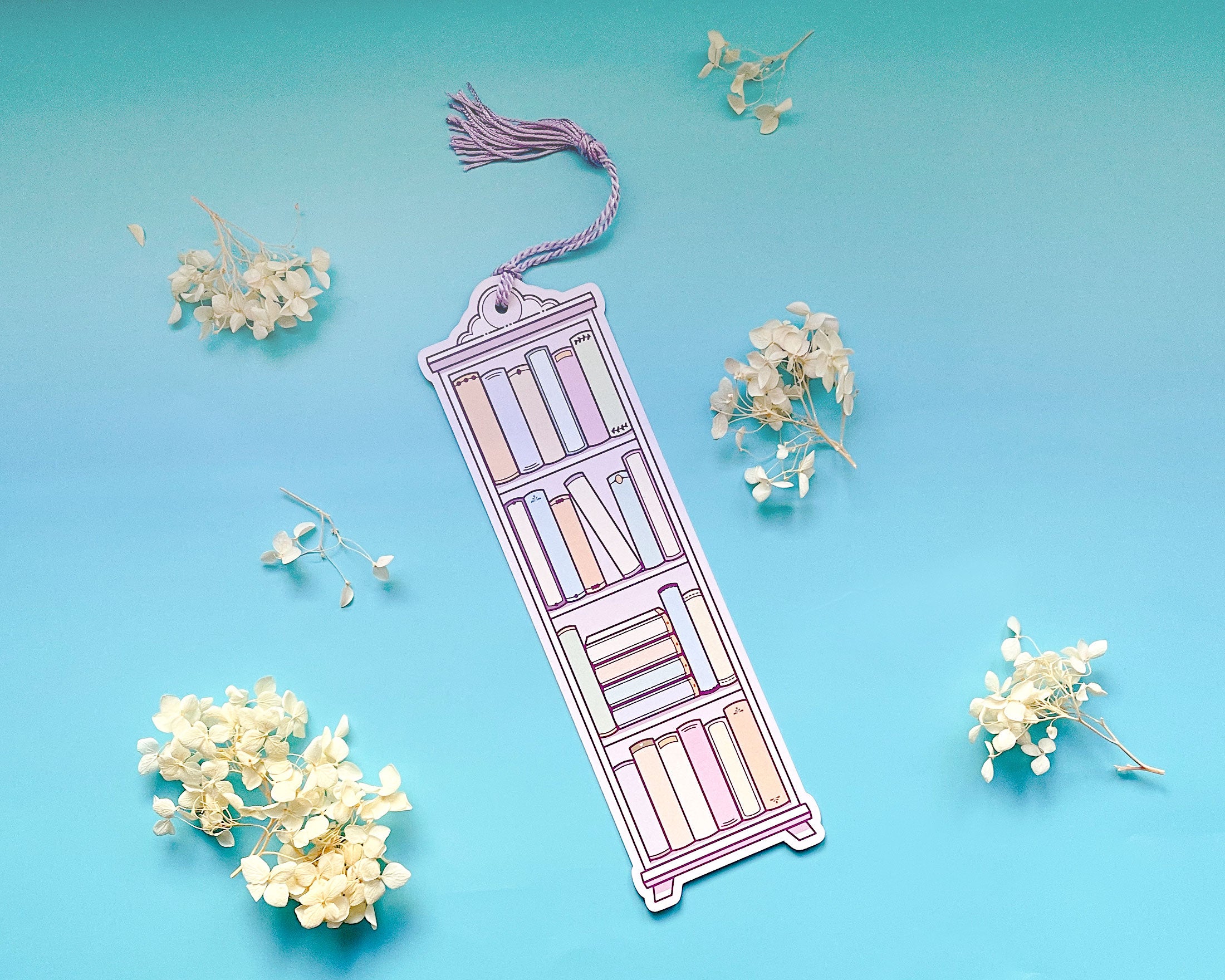 Bronte Bookshelf Reading Tracker Bookmark With Purple Tassel – Alum and Ink