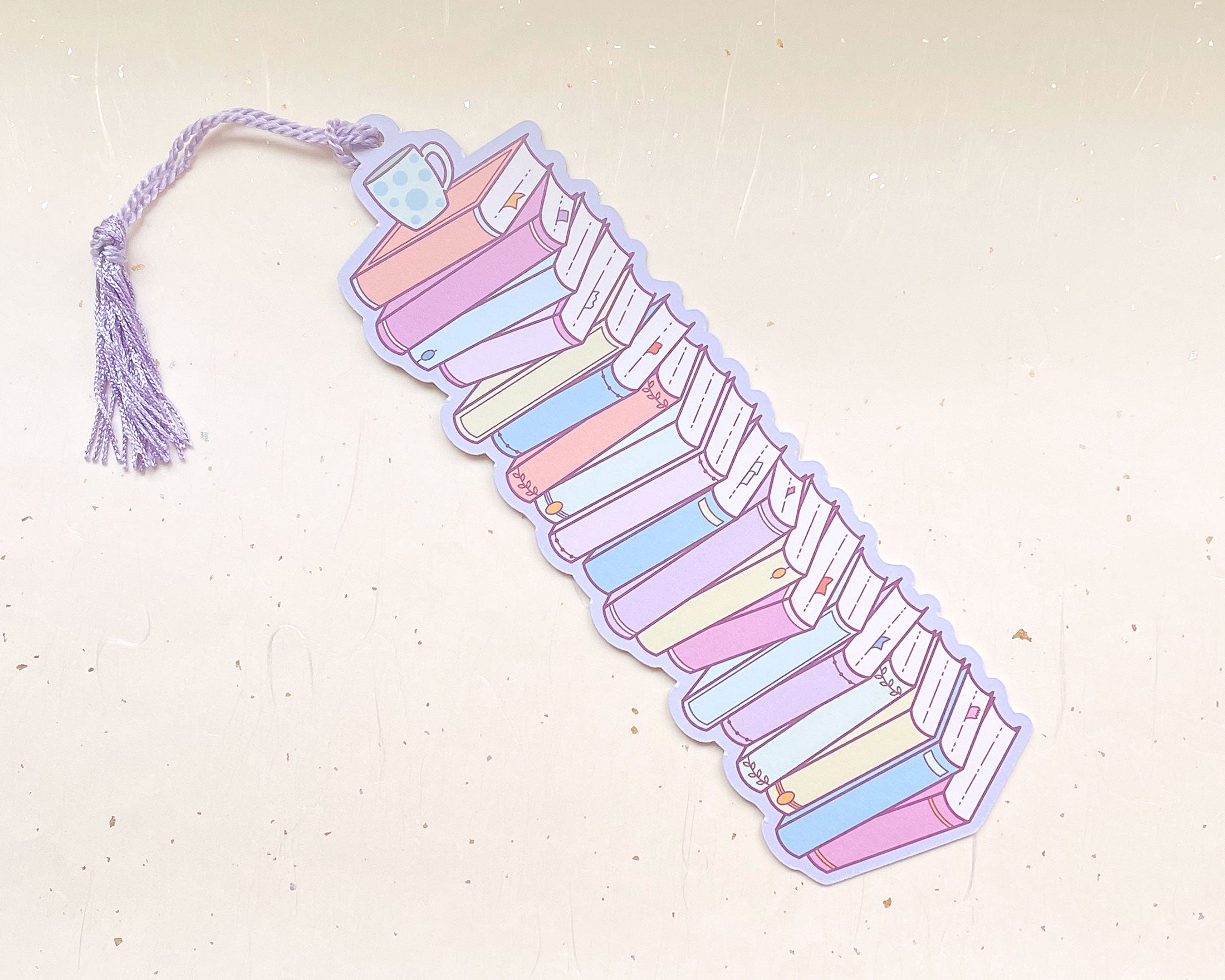Shelley Stack of Books Reading Tracker Bookmark With Purple Tassel ...