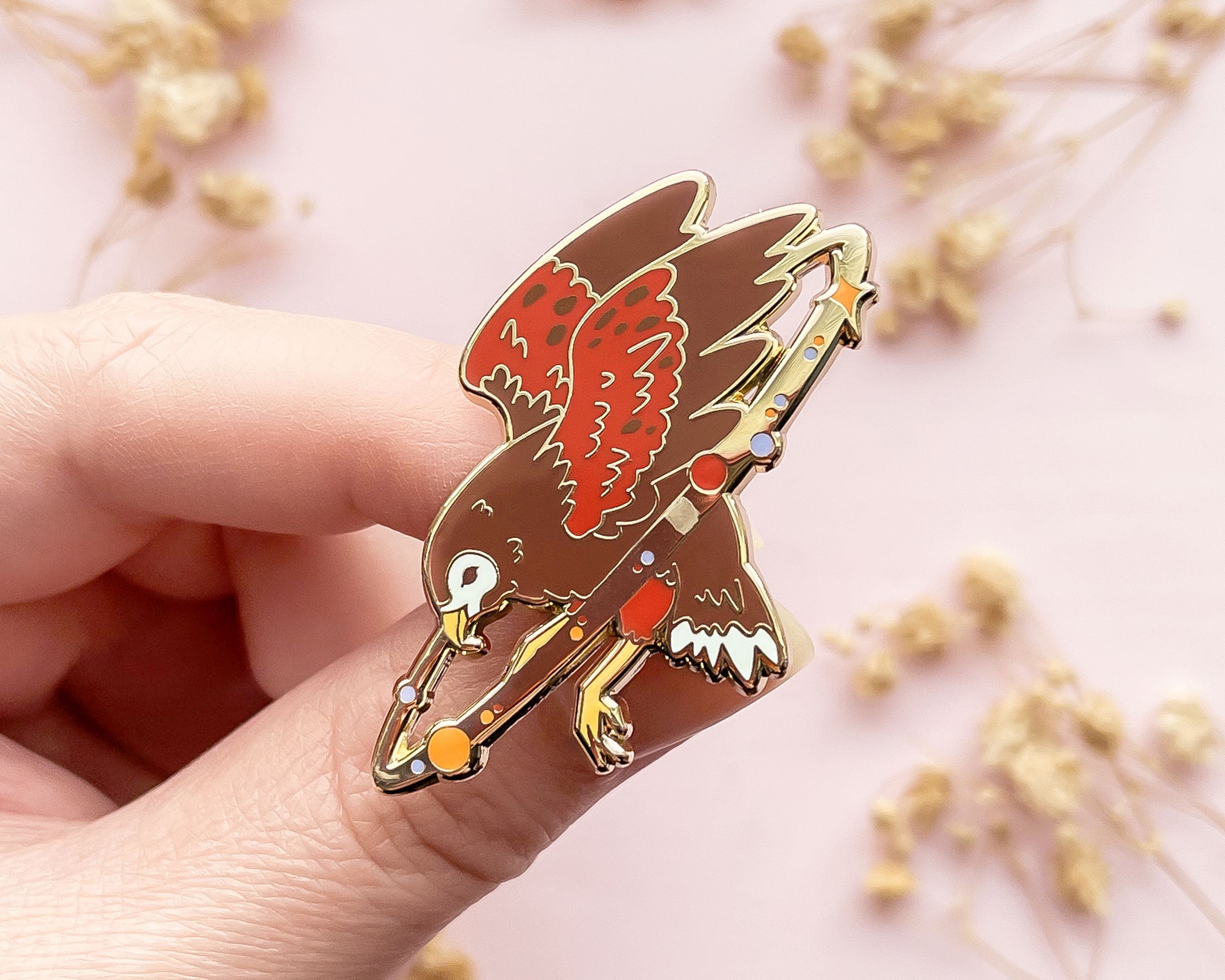 Cosmic Hawk Enamel Pin – Alum and Ink