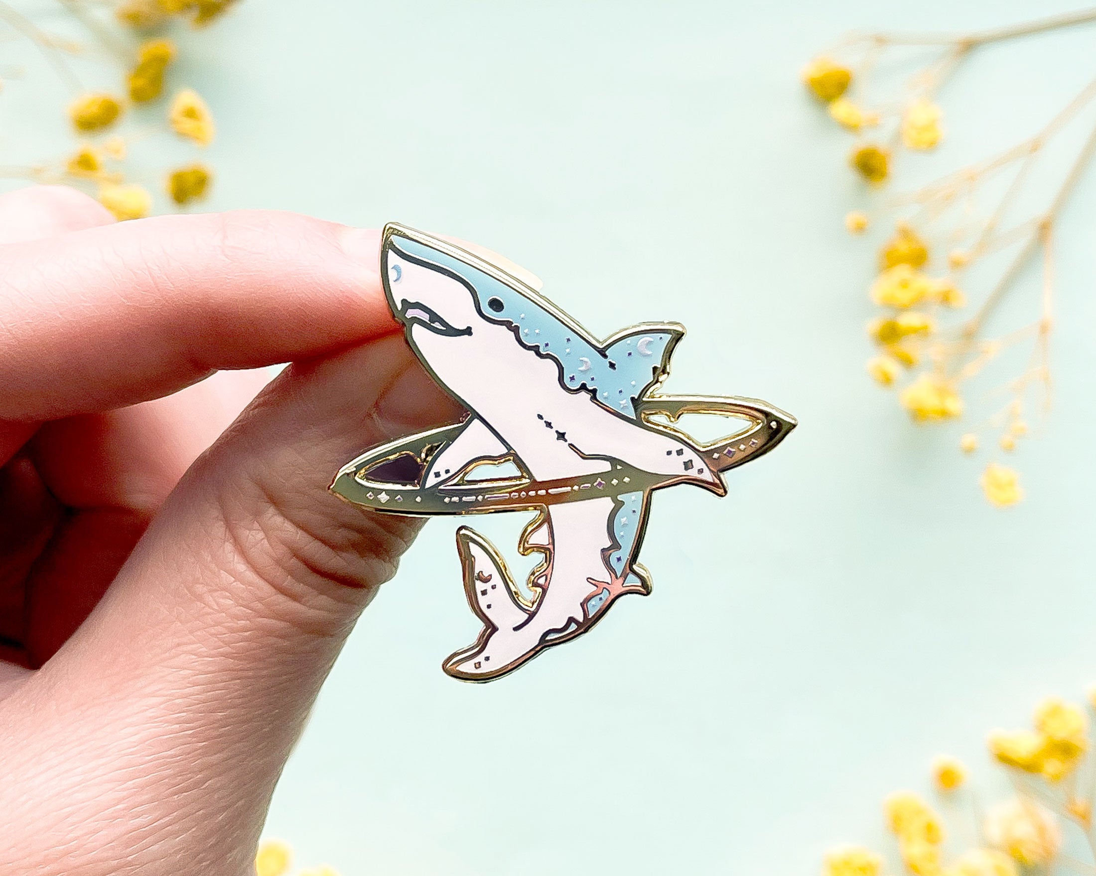 Cosmic Shark Enamel Pin – Alum and Ink