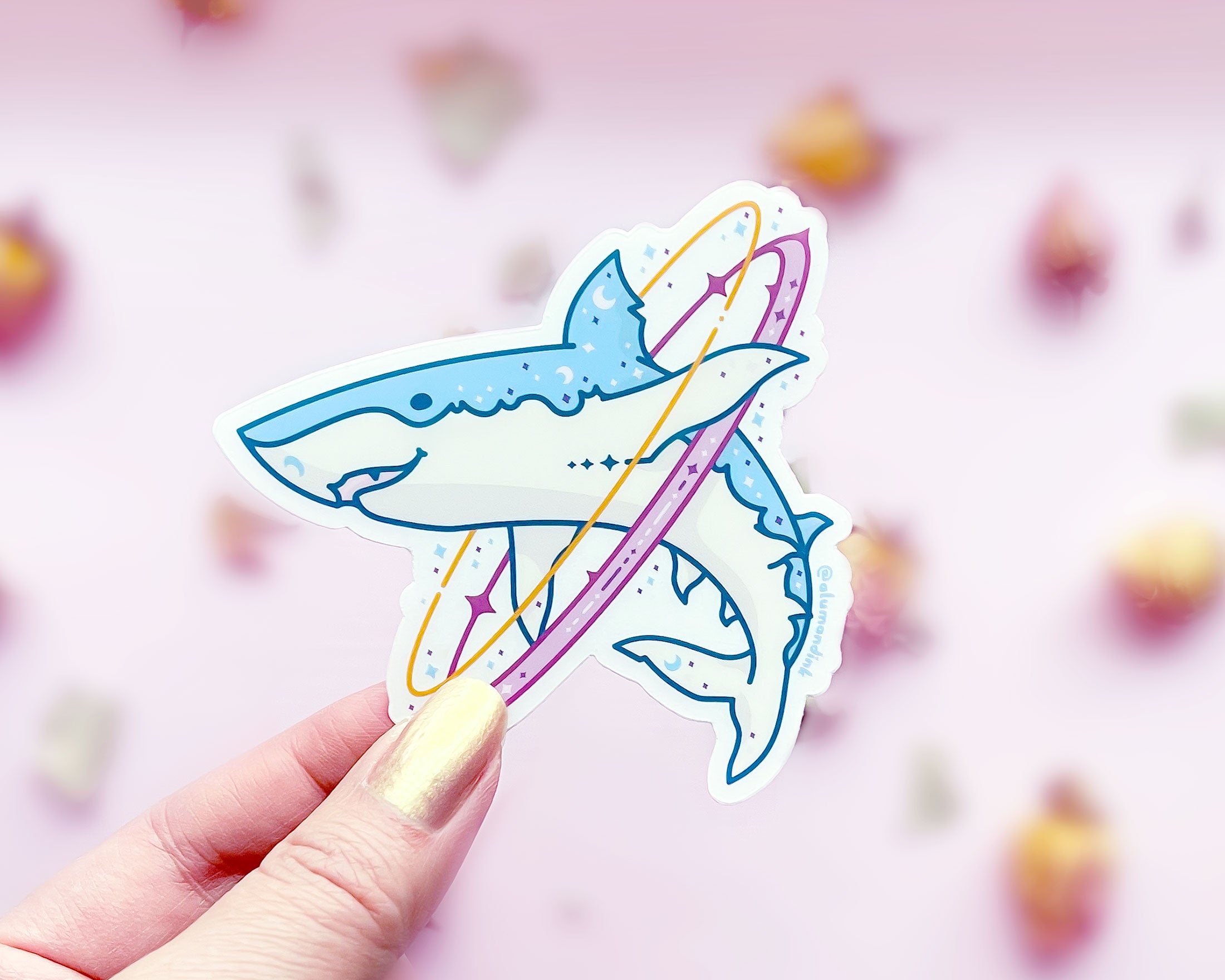 Cosmic Shark Clear Vinyl Sticker – Alum and Ink