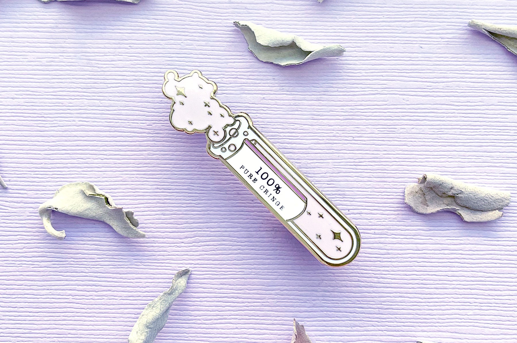 100% Pure Cringe Test Tube Enamel Pin – Alum and Ink