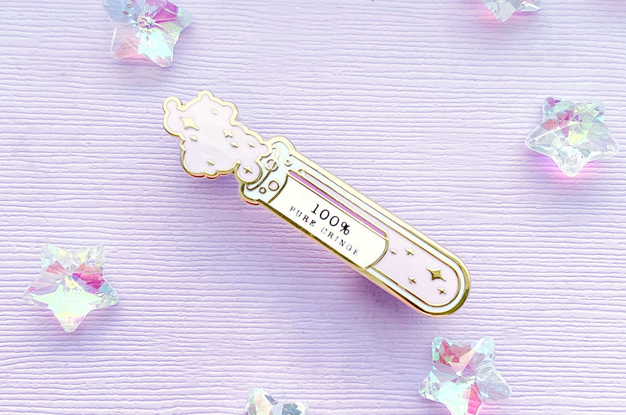 100% Pure Cringe Test Tube Enamel Pin – Alum and Ink
