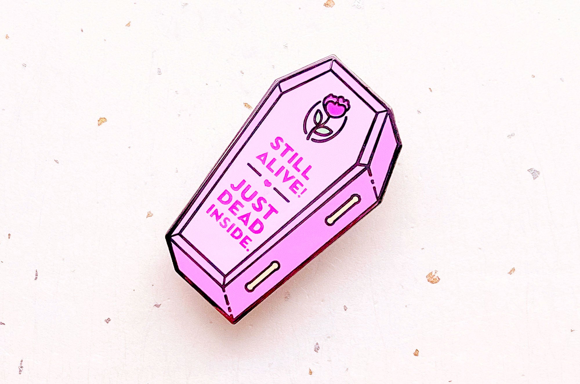 Still Alive Just Dead Inside Coffin Enamel Pin – Alum and Ink