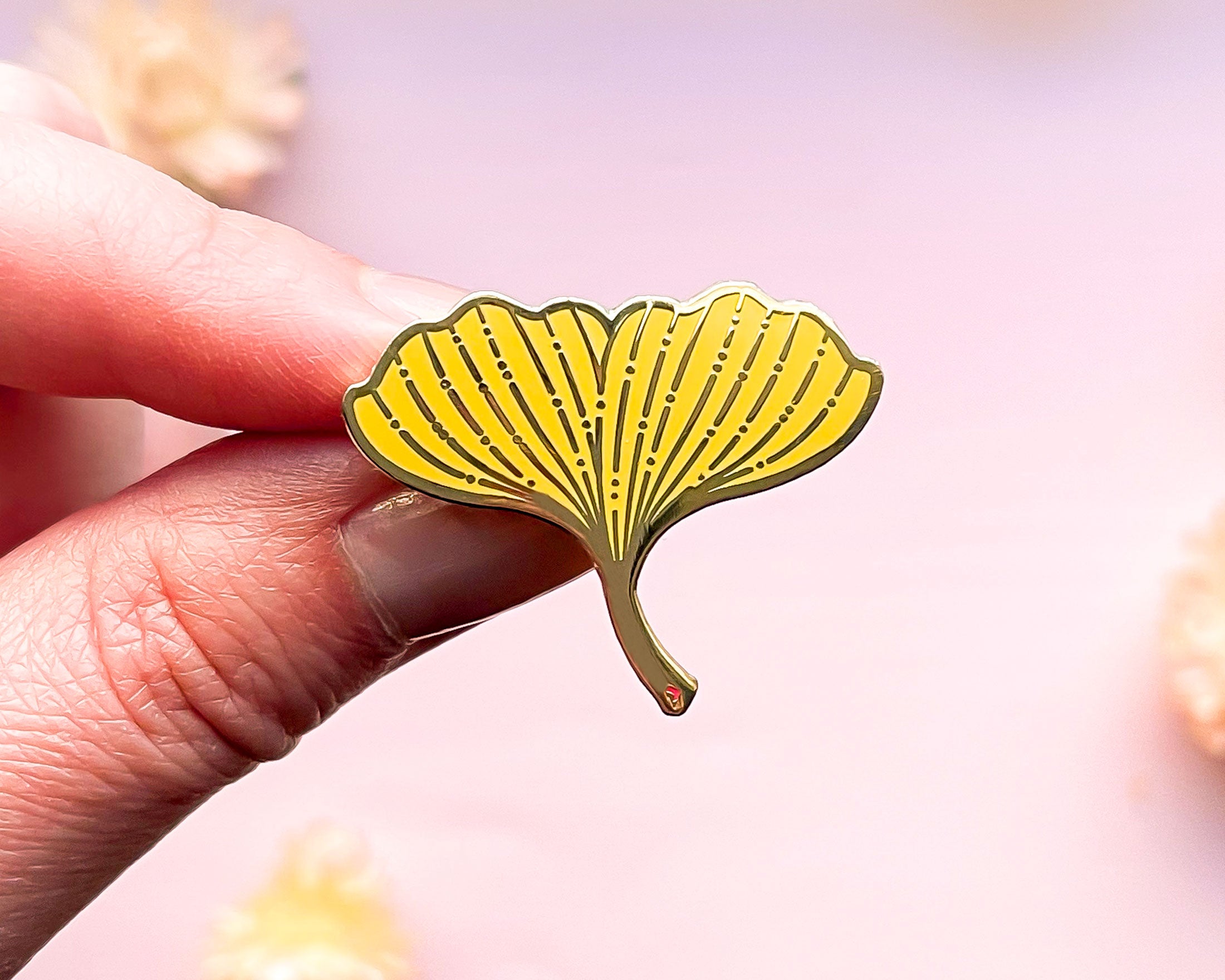 Ginkgo Biloba Leaf Enamel Pin – Alum and Ink