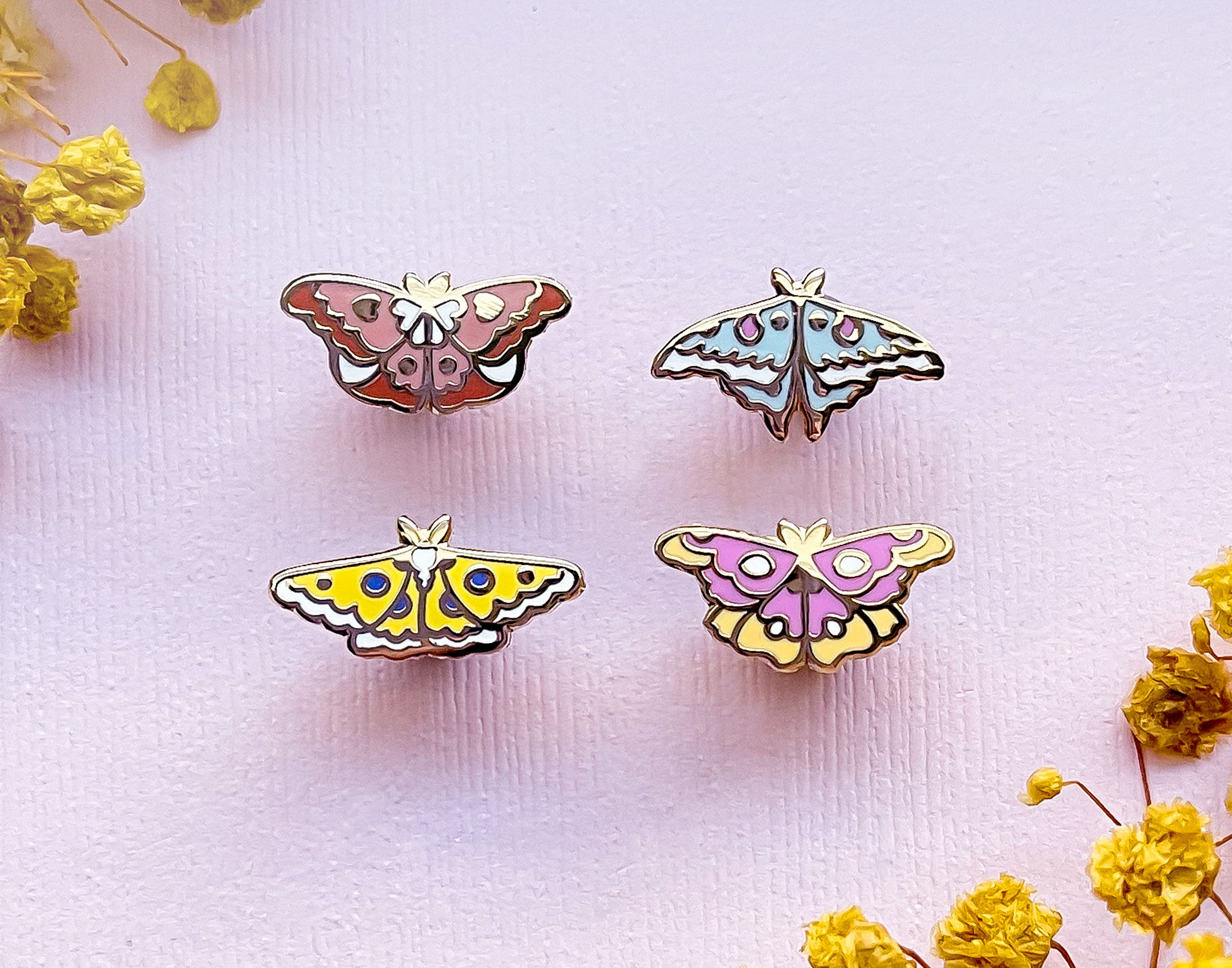 Mini Moths Board Filler Enamel Pin Set – Alum and Ink
