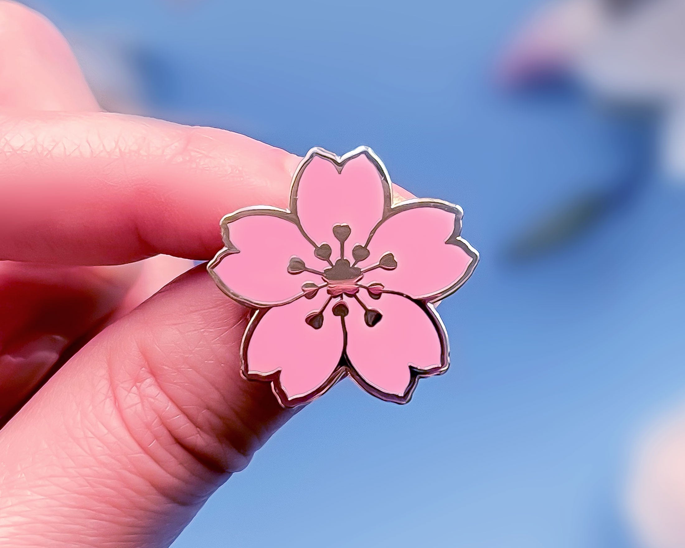 Mini Sakura Blossom Enamel Pin – Alum and Ink