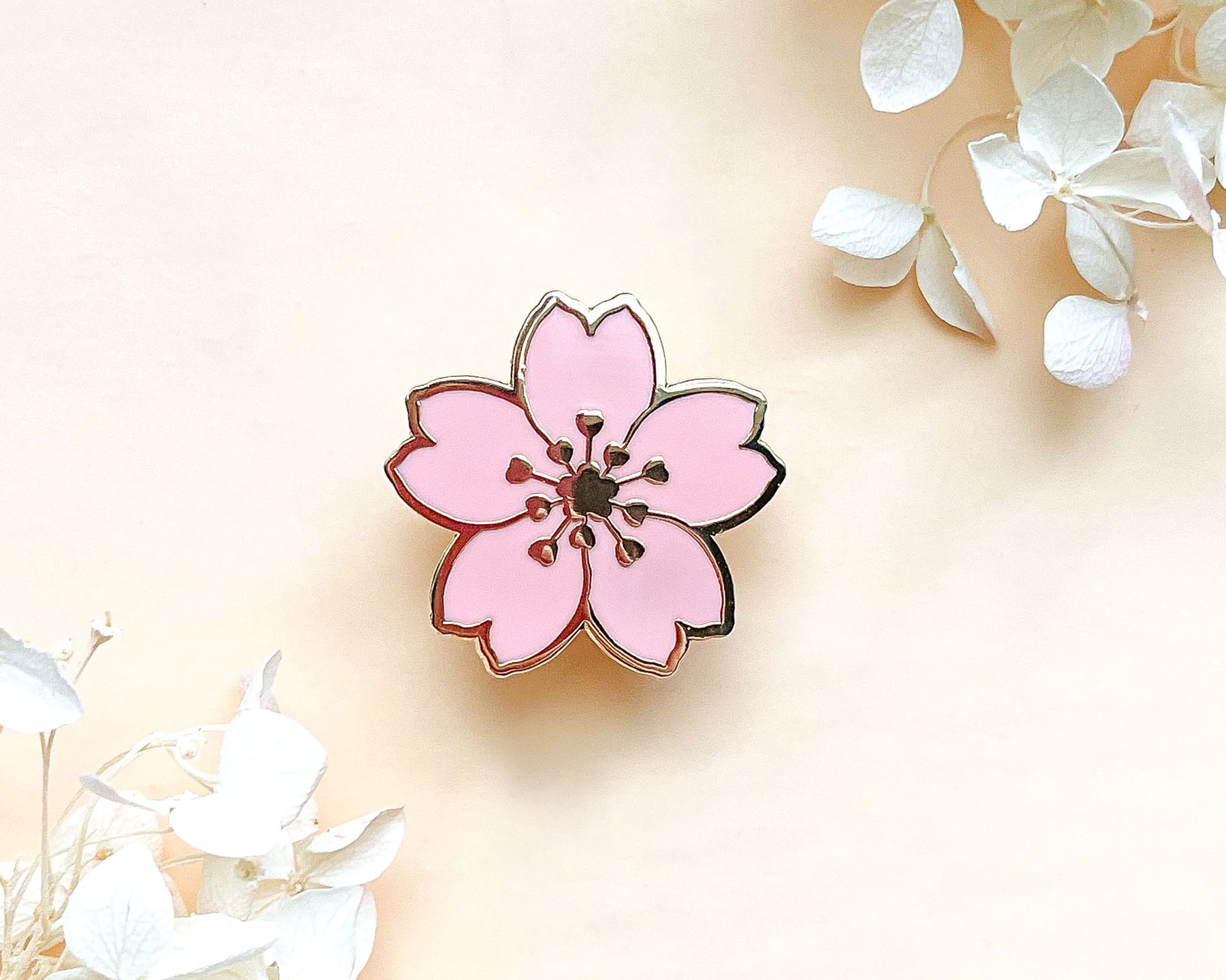 Mini Sakura Blossom Enamel Pin – Alum and Ink