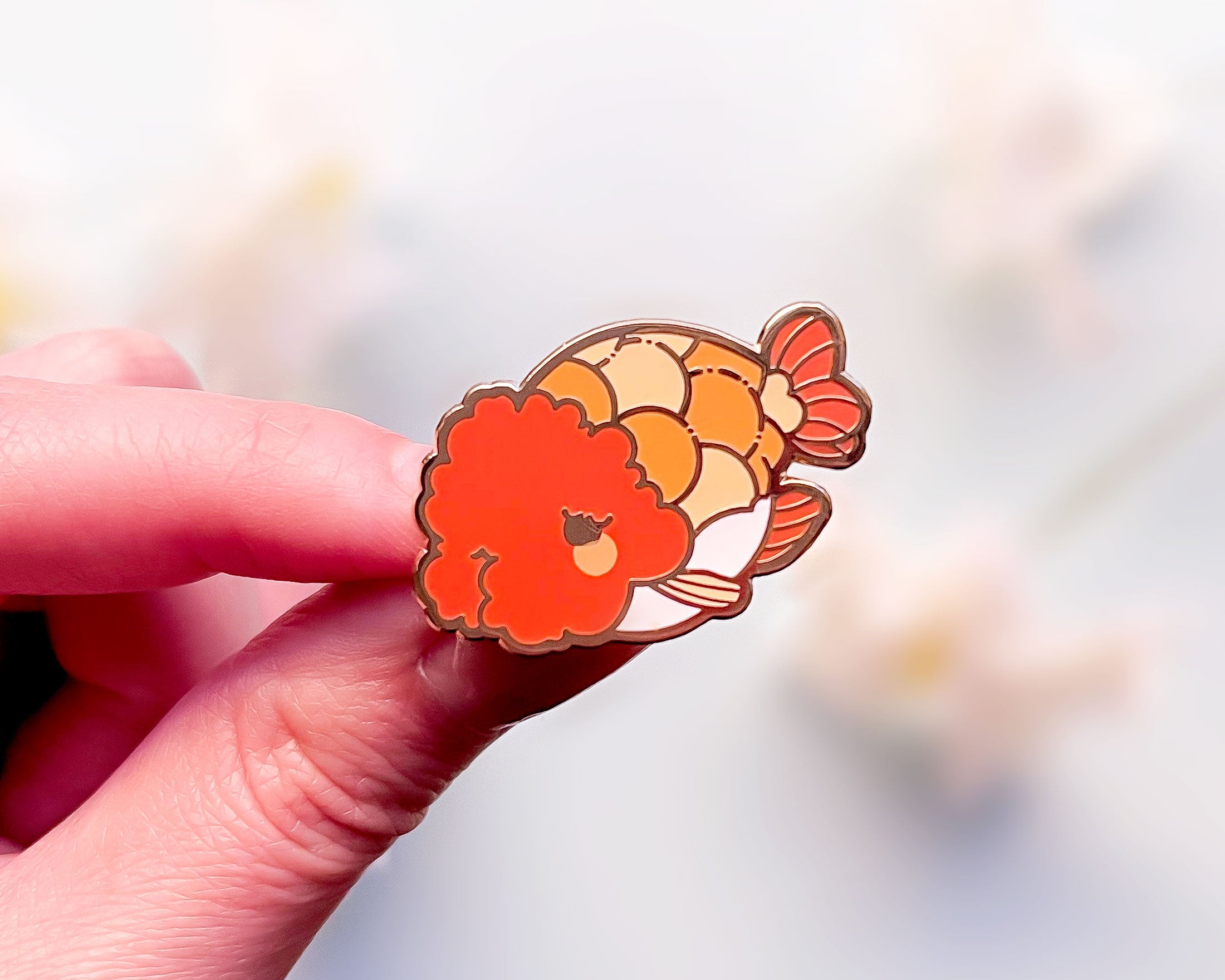 Ranchu Goldfish Enamel Pin – Alum and Ink