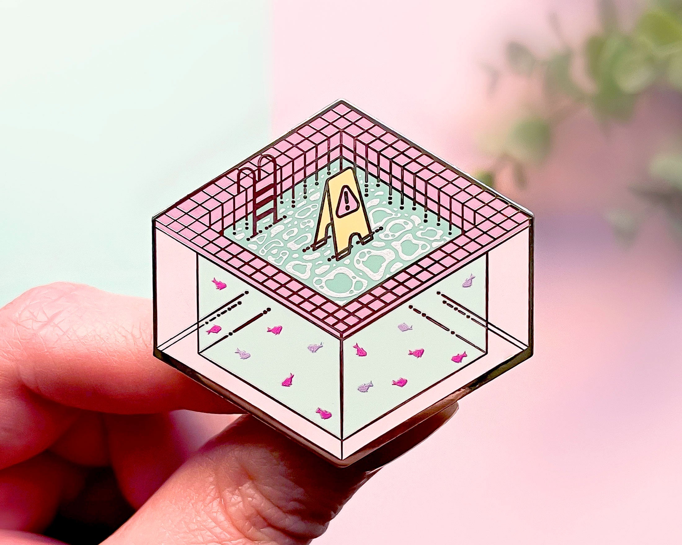 Slippery When Wet Indoor Pool Enamel Pin – Alum and Ink