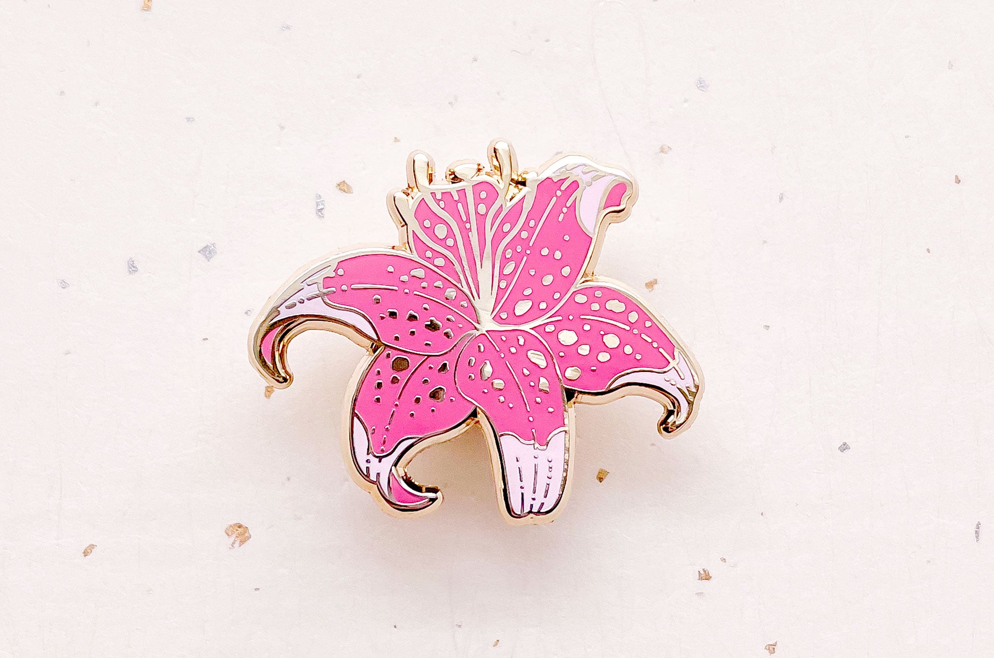 Pink Stargazer Lily Enamel Pin – Alum and Ink