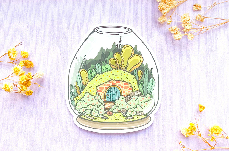 Cozy Cottage Terrarium Clear Vinyl Sticker – Alum and Ink