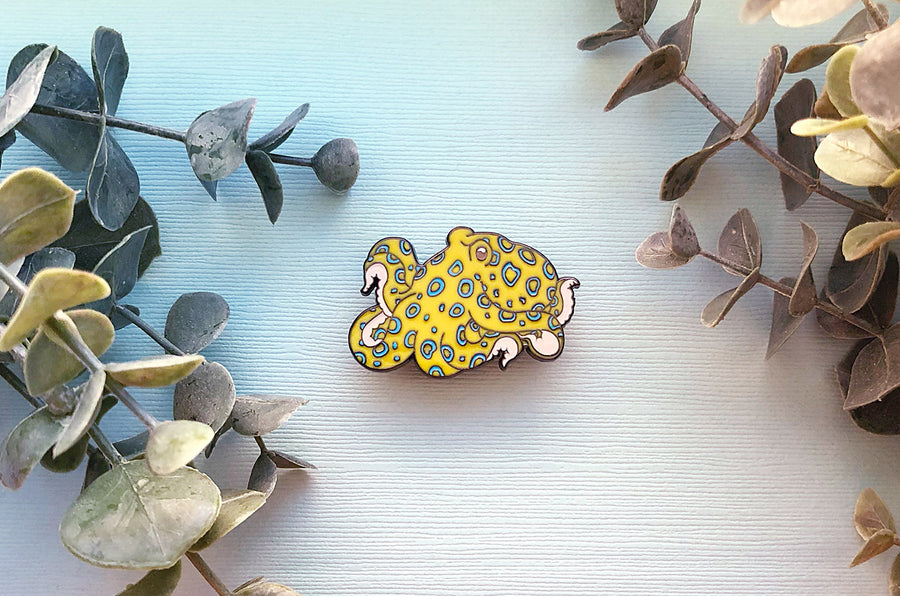 Blue Ringed Octopus Color Changing Enamel Pin – Alum and Ink