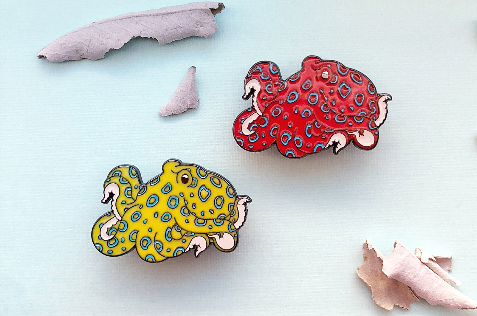 Blue Ringed Octopus Color Changing Enamel Pin – Alum and Ink