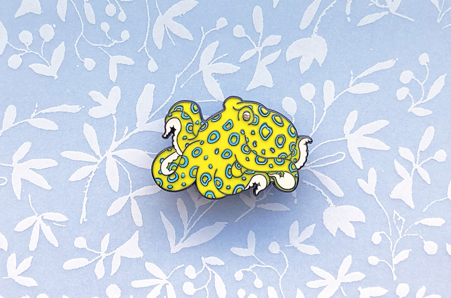 Blue Ringed Octopus Color Changing Enamel Pin – Alum and Ink