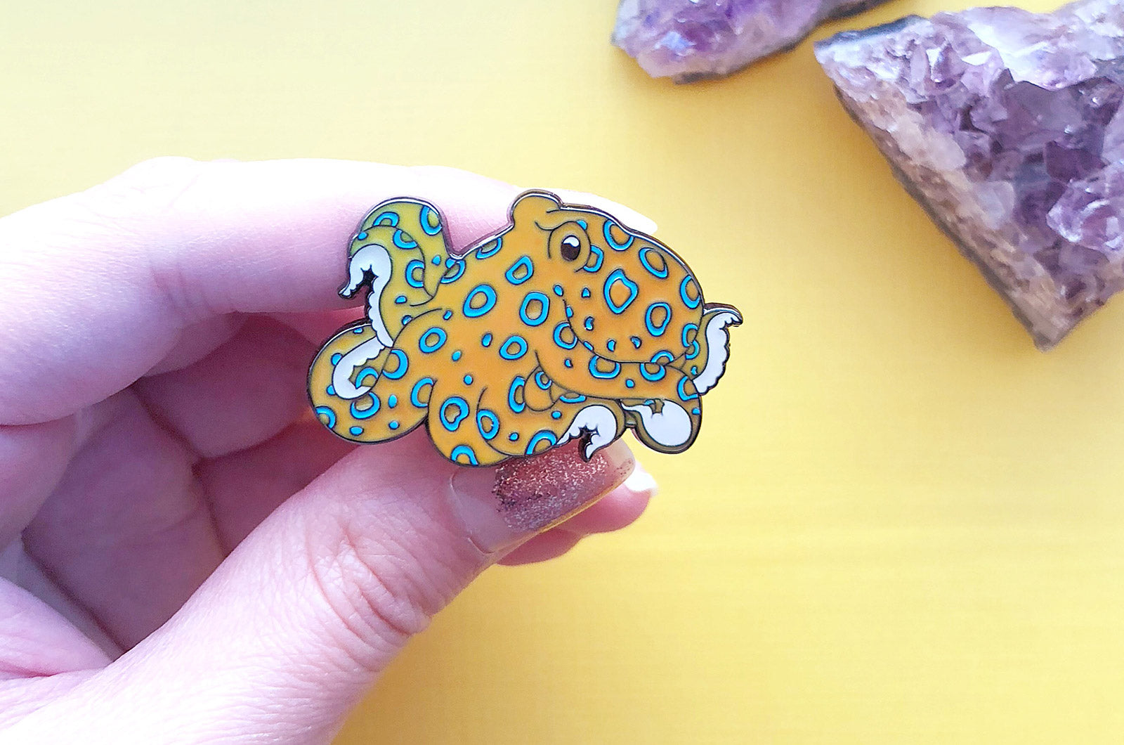 Blue Ringed Octopus Color Changing Enamel Pin – Alum and Ink
