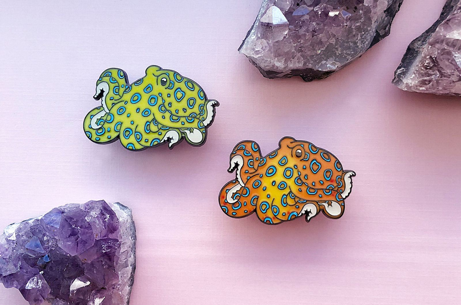 Blue Ringed Octopus Color Changing Enamel Pin – Alum and Ink