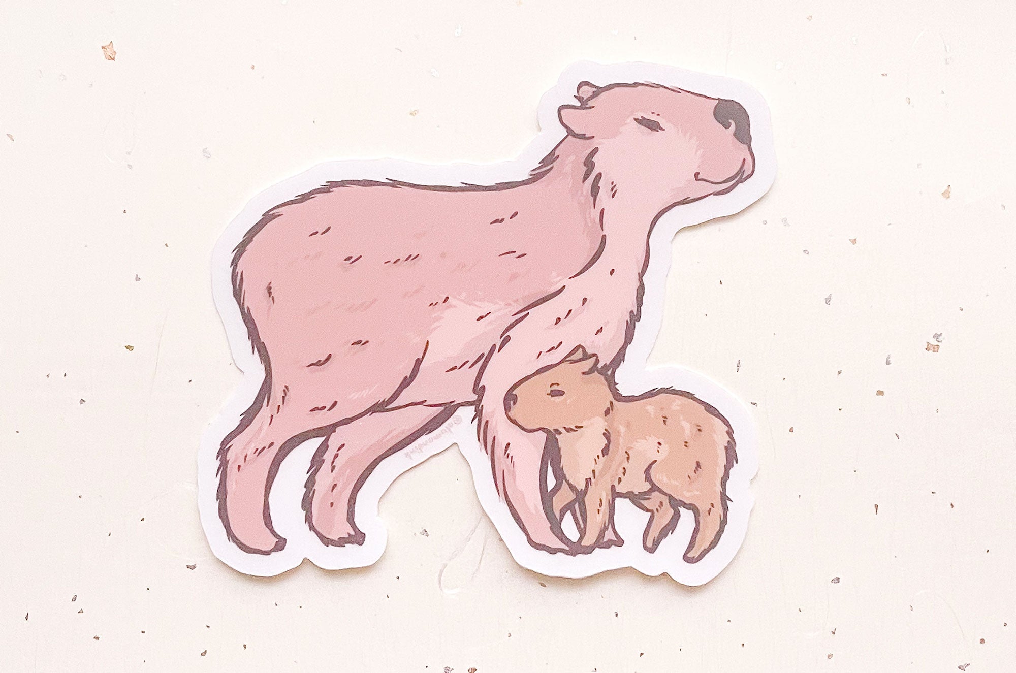 Capybara Mom and Pup Clear Vinyl Sticker – Alum and Ink