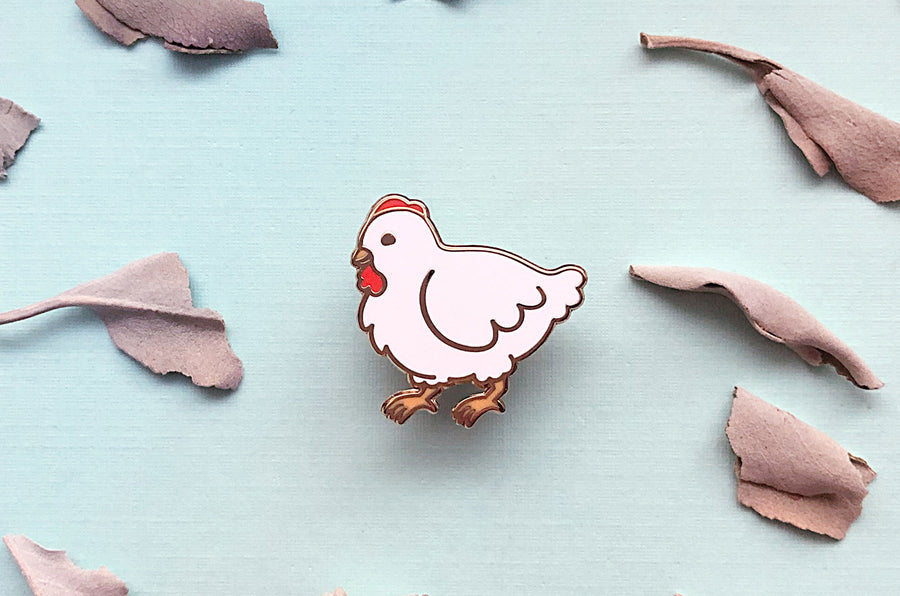 Chibi Chicken Enamel Pin – Alum and Ink