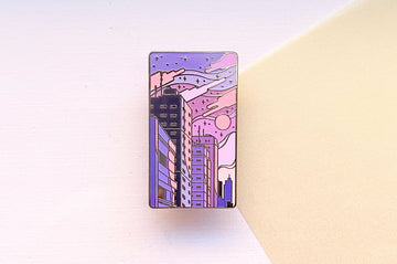 Halcyon Sunset Retrowave Enamel Pin – Alum and Ink