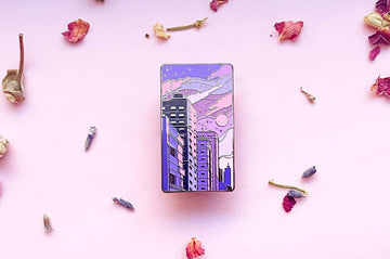 Halcyon Sunset Retrowave Enamel Pin – Alum and Ink