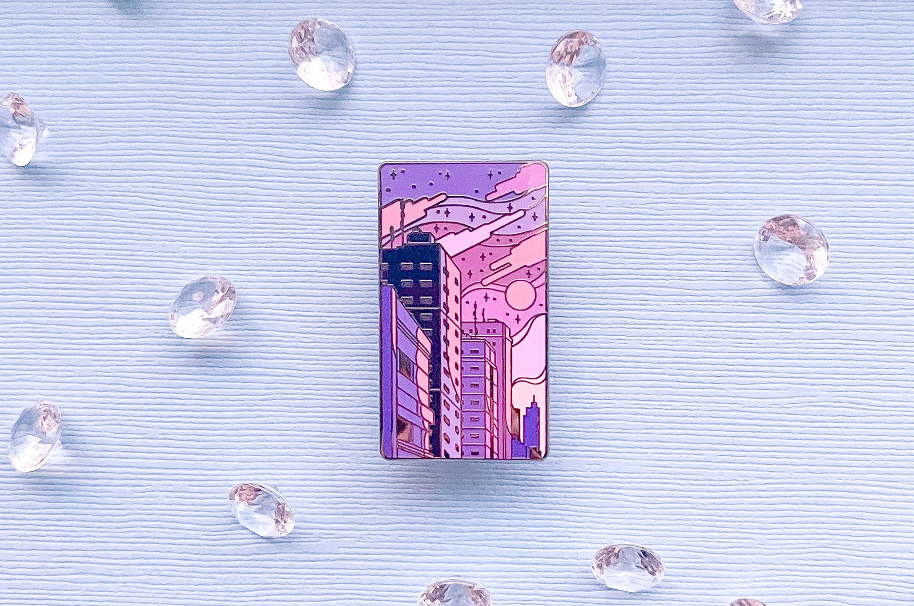 Halcyon Sunset Retrowave Enamel Pin – Alum and Ink
