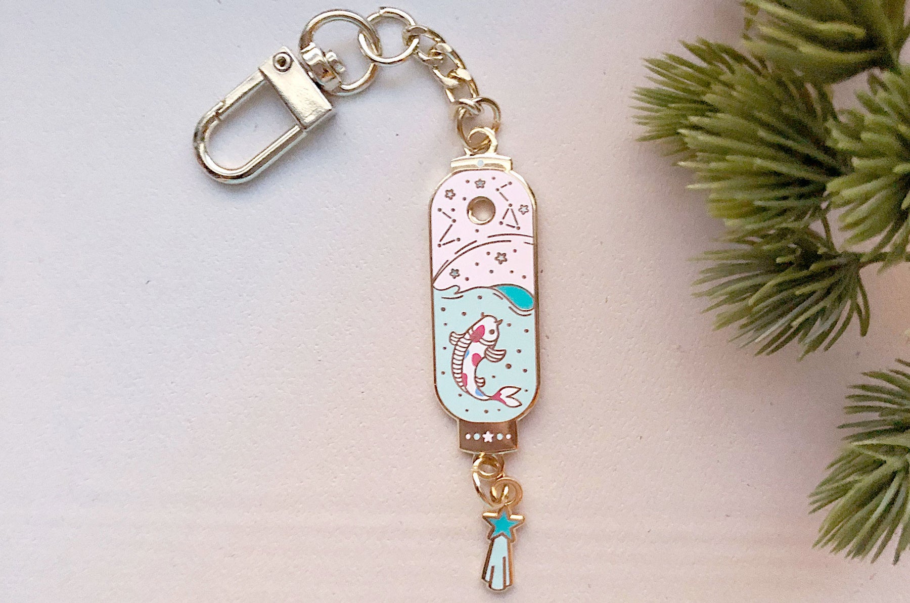 Starry Koi Lantern Keychain Charm – Alum and Ink