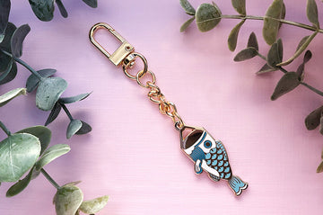 Blue Koinobori Carp Streamer Keychain Charm – Alum and Ink