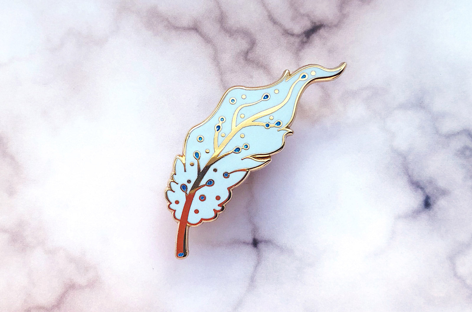 Pegasus Feather Pin – Alum and Ink