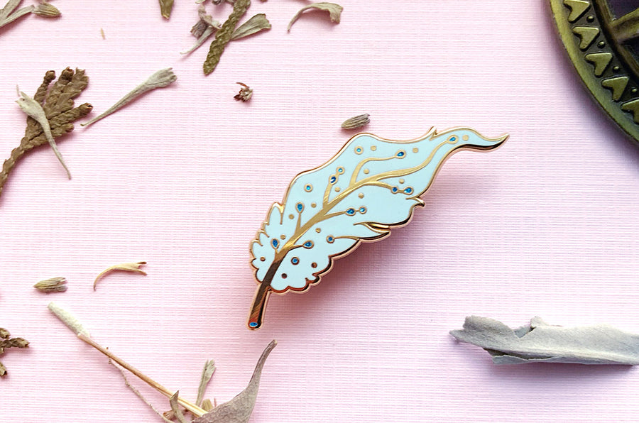 Pegasus Feather Pin – Alum and Ink