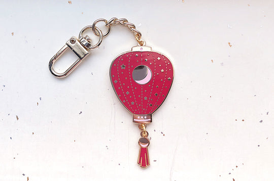 Red Stars and Moon Lantern Keychain Charm – Alum and Ink