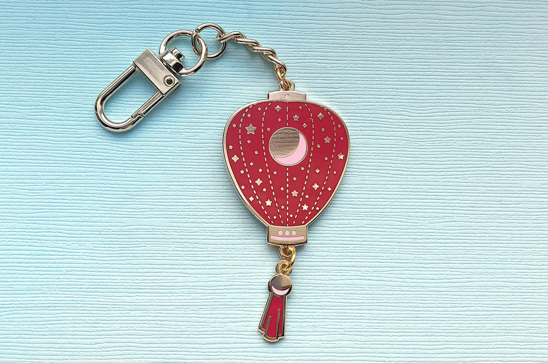 Red Stars and Moon Lantern Keychain Charm – Alum and Ink