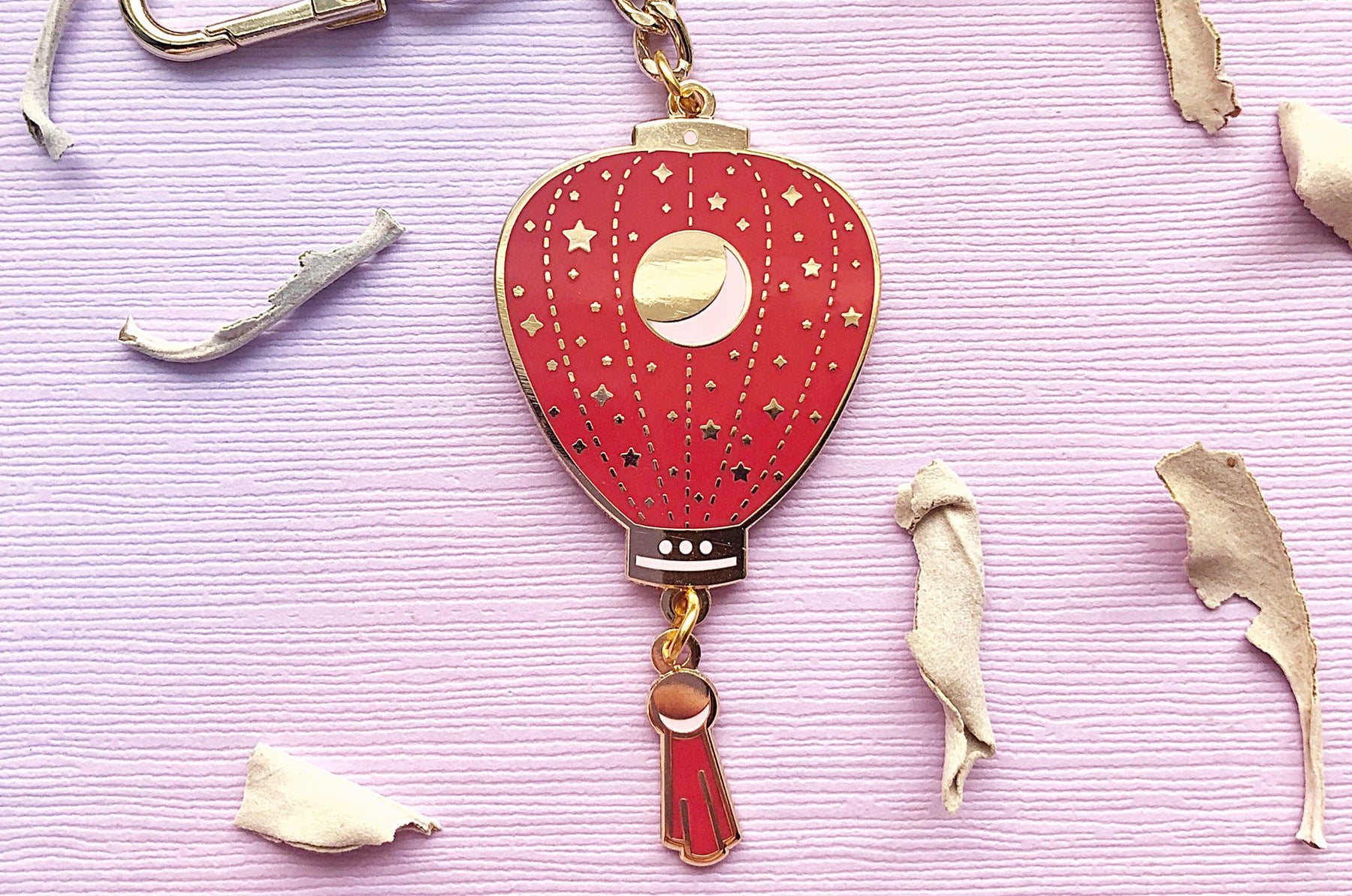 Red Stars and Moon Lantern Keychain Charm – Alum and Ink