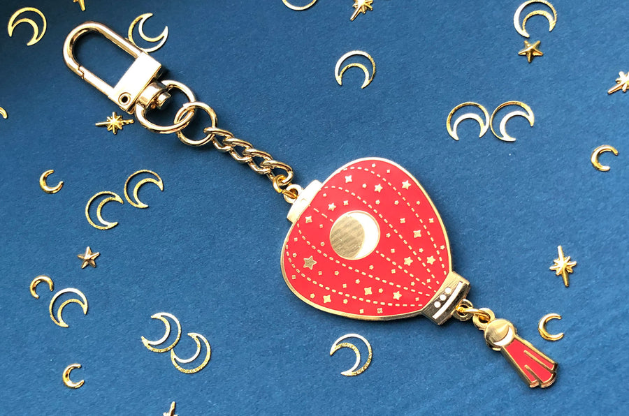 Red Stars and Moon Lantern Keychain Charm – Alum and Ink