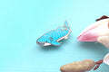 Happy Whale Shark Pin – Alum and Ink